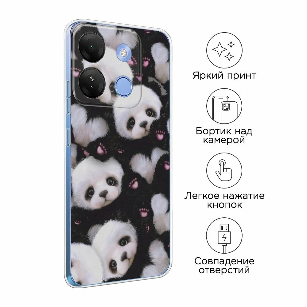Чехол на Infinix Smart 7 HD / Инфиникс Смарт 7 HD с принтом "Море панд" — фото 1
