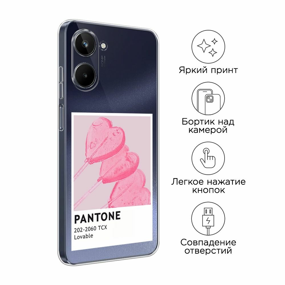 Чехол на Realme 10 4G / Реалми 10 4G с принтом "Pantone Lovable 2 - 14 февраля", прозрачный — фото 1