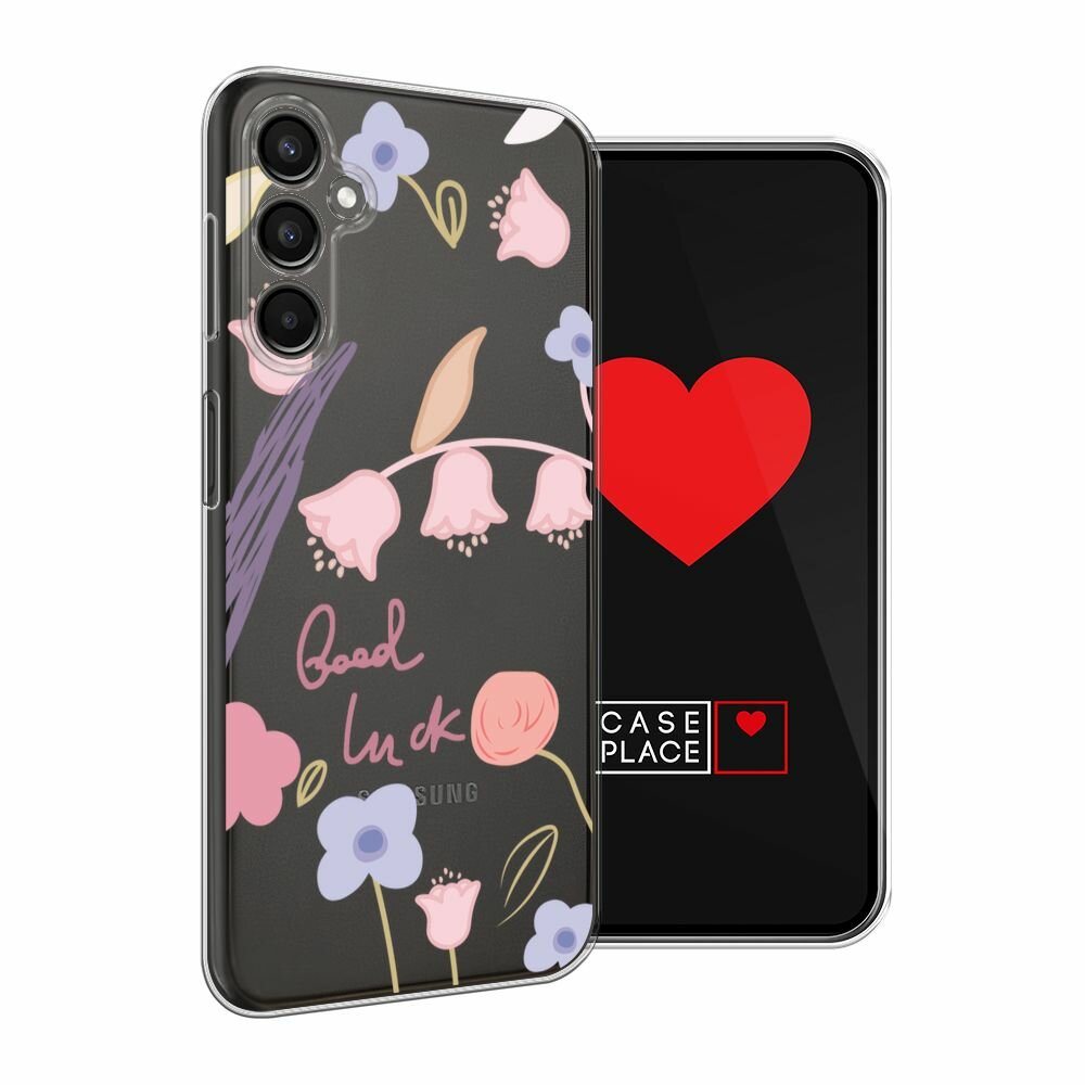 Чехол на Samsung Galaxy A24 / Самсунг Галакси A24 с принтом "Lucky flowers", прозрачный — фото 1