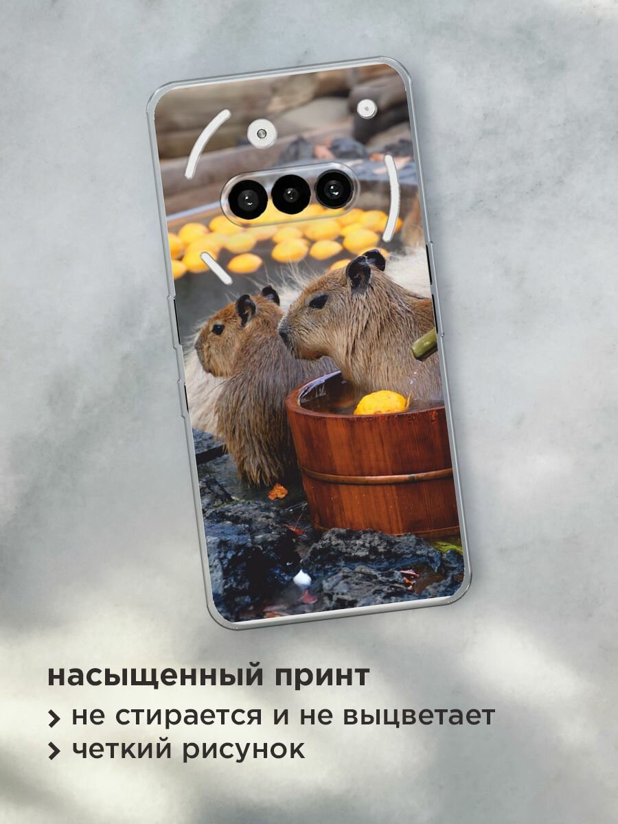 Чехол на Nothing Phone 3a / Нотинг Фон 3а с принтом "Капибары отмокают" — фото 1