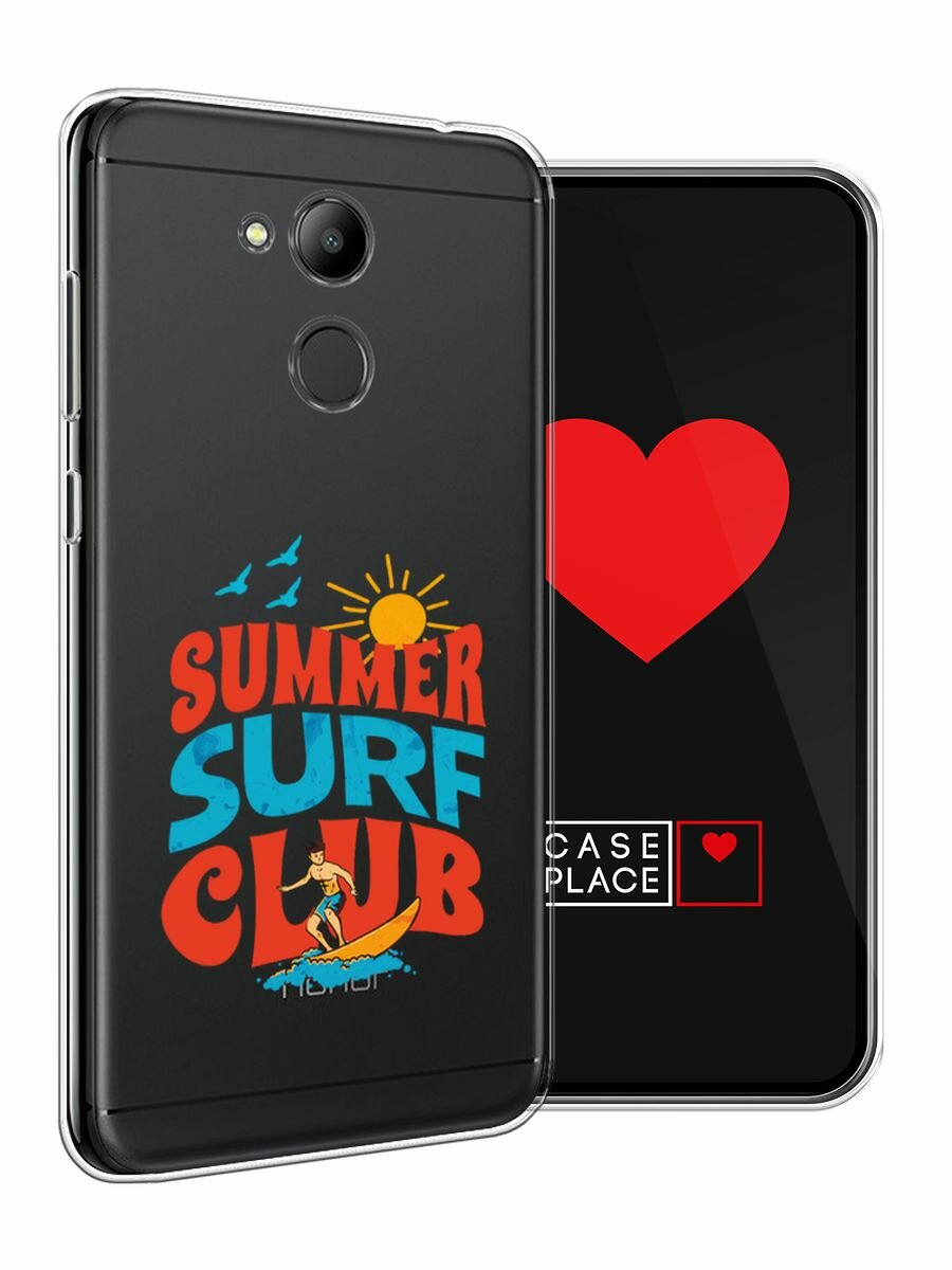 Чехол на Honor 6C Pro / Хонор 6С Про с принтом "Summer surf club", прозрачный — фото 1