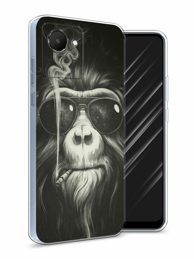 Чехол на Realme C30 / Реалми C30 с принтом "Обезьяна в очках"