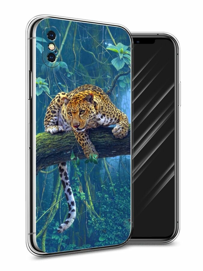 Чехол на Apple iPhone XS Max / Айфон XS Max с принтом "Леопард охотник"
