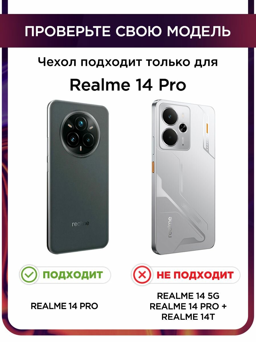 Чехол на Realme 14 Pro / Реалми 14 Про с принтом "Большие ромашки", прозрачный — фото 1