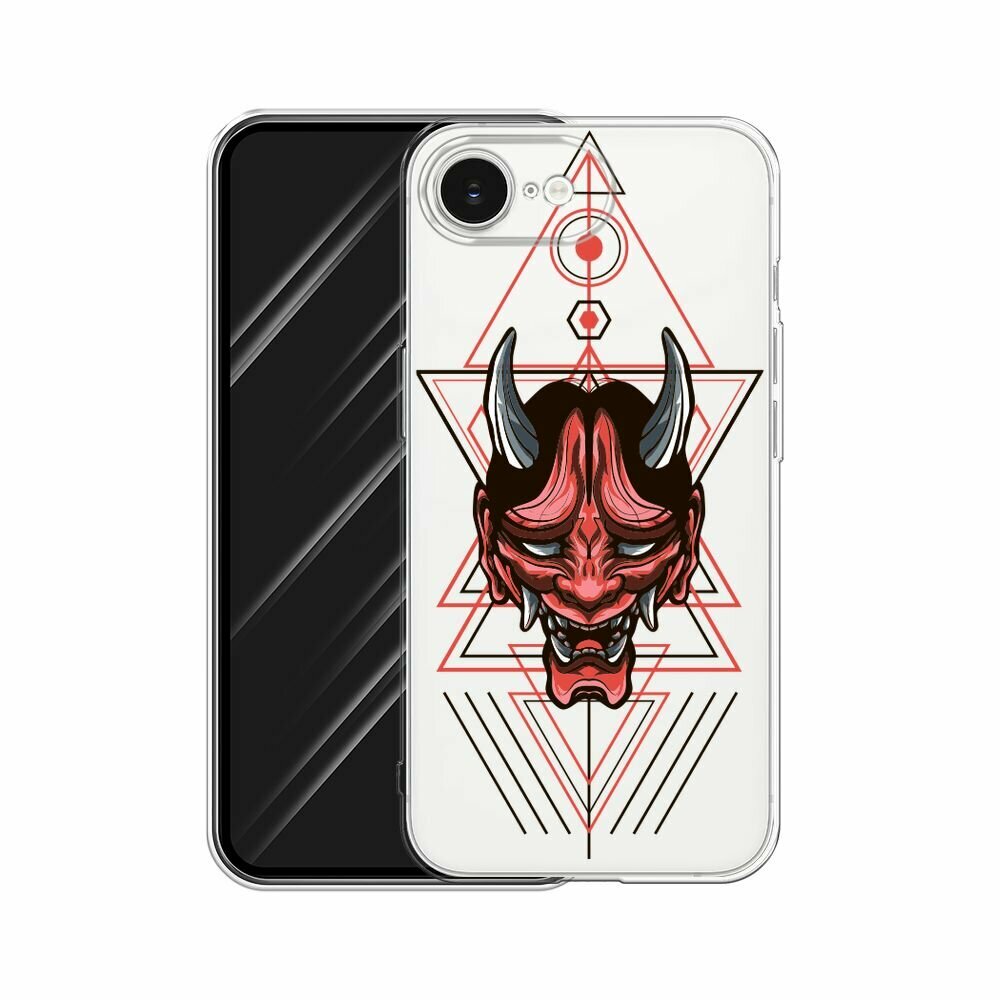 Чехол на Apple iPhone 16e/17e / Айфон 16е/17e с принтом Hanya Oni mask, прозрачный — фото 1