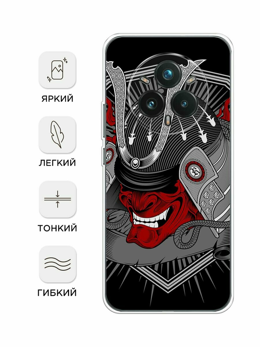 Чехол на Realme 14 Pro / Реалми 14 Про с принтом "Красная маска самурая" — фото 1