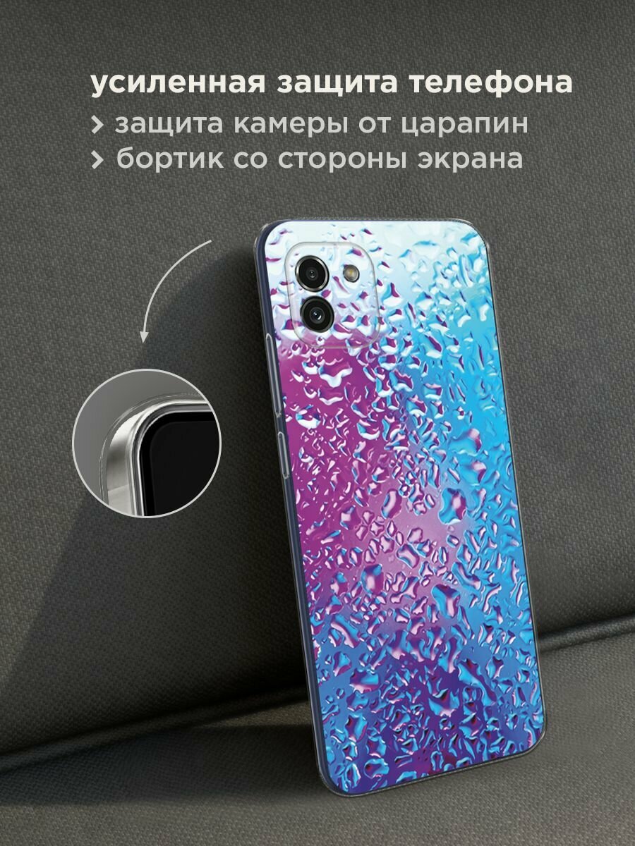 Чехол на Samsung Galaxy A03 / Самсунг Галакси А03 с принтом "Капли на стекле" — фото 1