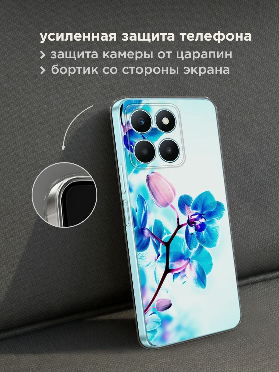 Силиконовый чехол на Honor X6A / Хонор X6A с принтом "Голубая орхидея" — фото 1