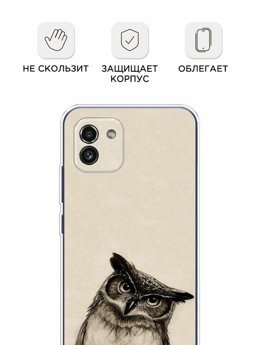 Чехол на Samsung Galaxy A03 / Самсунг Галакси А03 с принтом "Сова" — фото 1