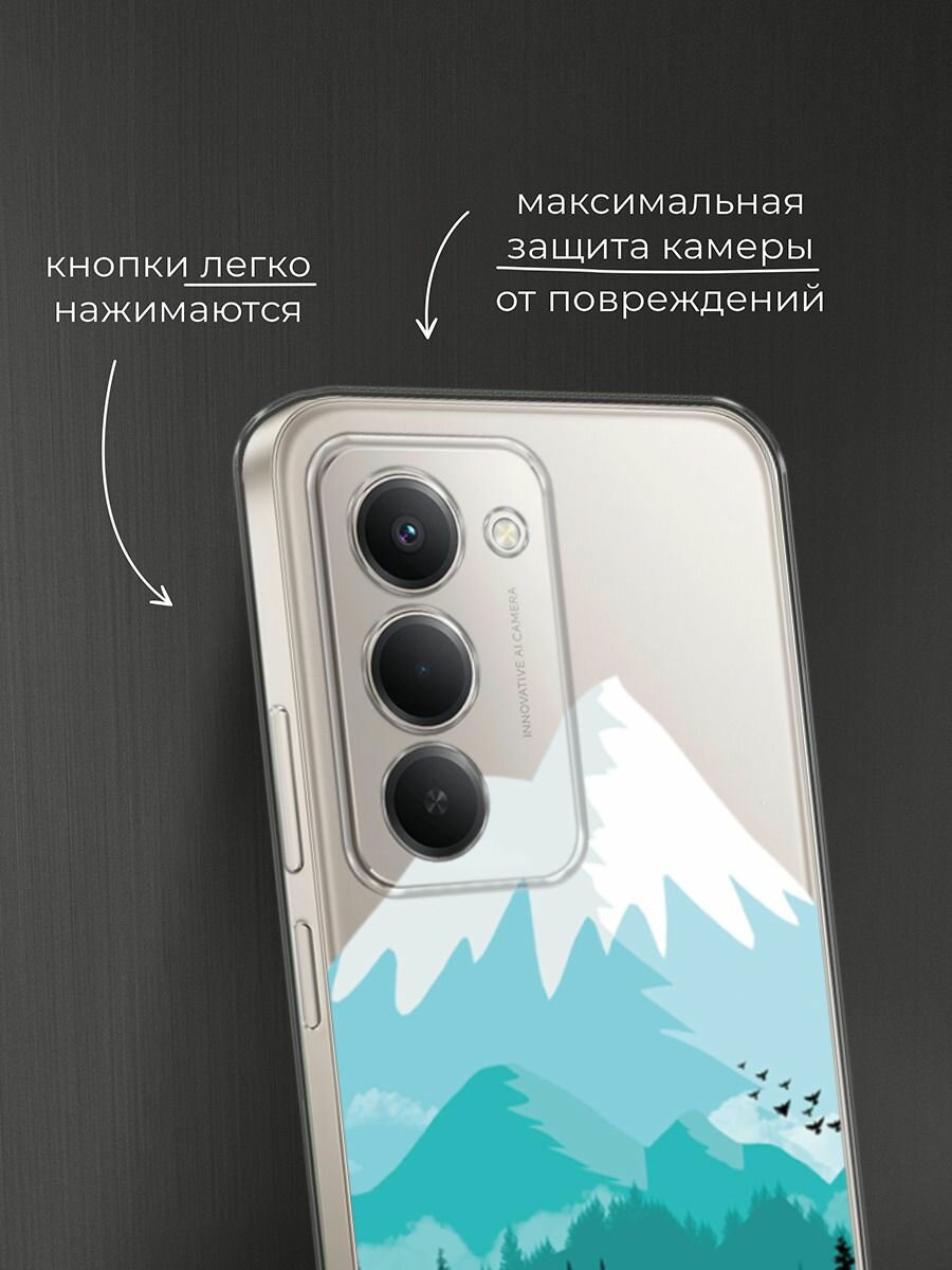 Чехол на Xiaomi Redmi 15 / Сяоми Редми 15 с принтом "Синяя снежная гора", прозрачный — фото 1