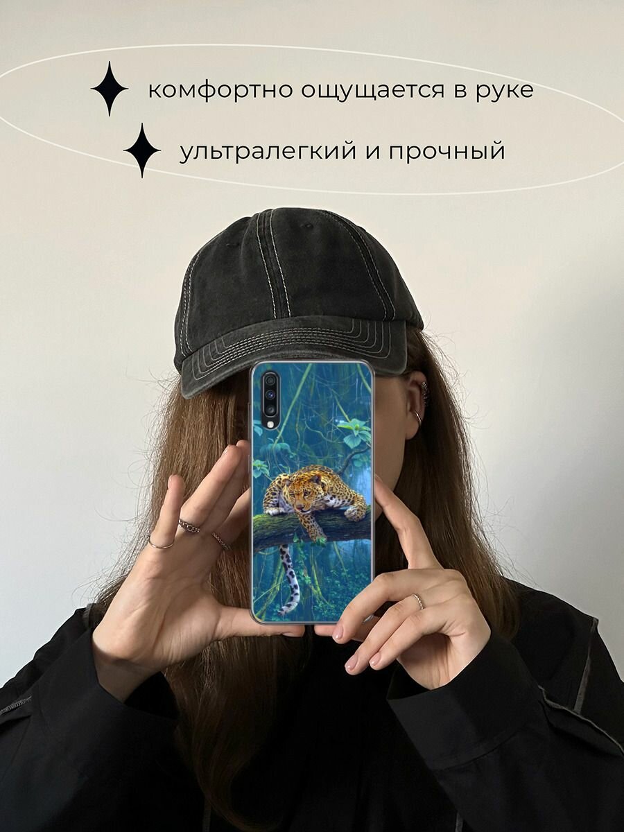 Чехол на Samsung Galaxy A70 / Самсунг Галакси А70 с принтом "Леопард охотник" — фото 1