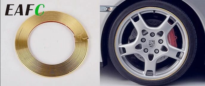 Защитная окантовка дисков 8м TPE (8мм, 4 колеса), Цветная лента от царапин + клей, Для автостайлинга
