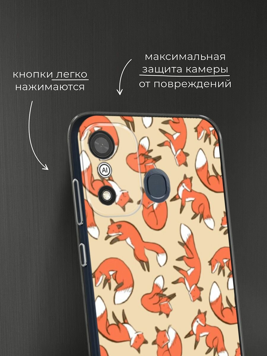 Силиконовый чехол на Itel A27 / Ител А27 с принтом "Лисички фон" — фото 1