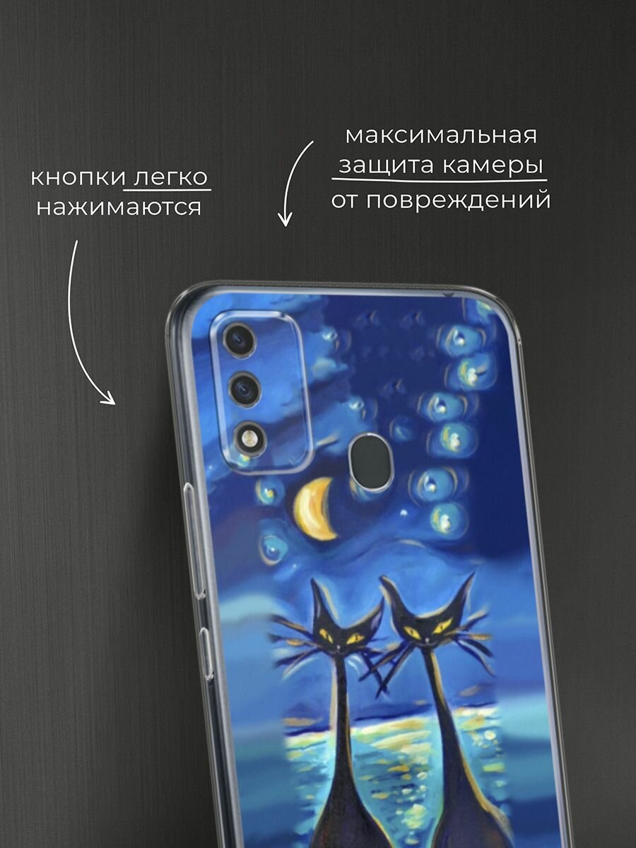 Чехол на Itel A48 / Ител А48 с принтом "Влюбленные котики 7" — фото 1