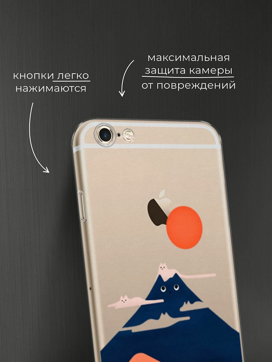 Чехол на Apple iPhone 6 Plus/6S Plus / Айфон 6 Плюс/Айфон 6С Плюс с принтом "Кот-гора", прозрачный — фото 1