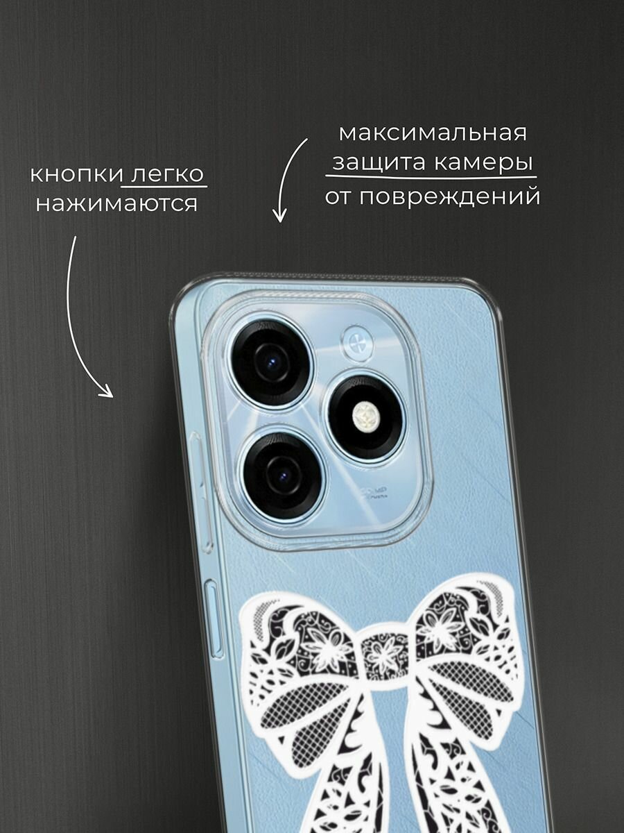 Чехол на Tecno Spark 20 / Текно Спарк 20 с принтом "Черно-белый бант 2" — фото 1