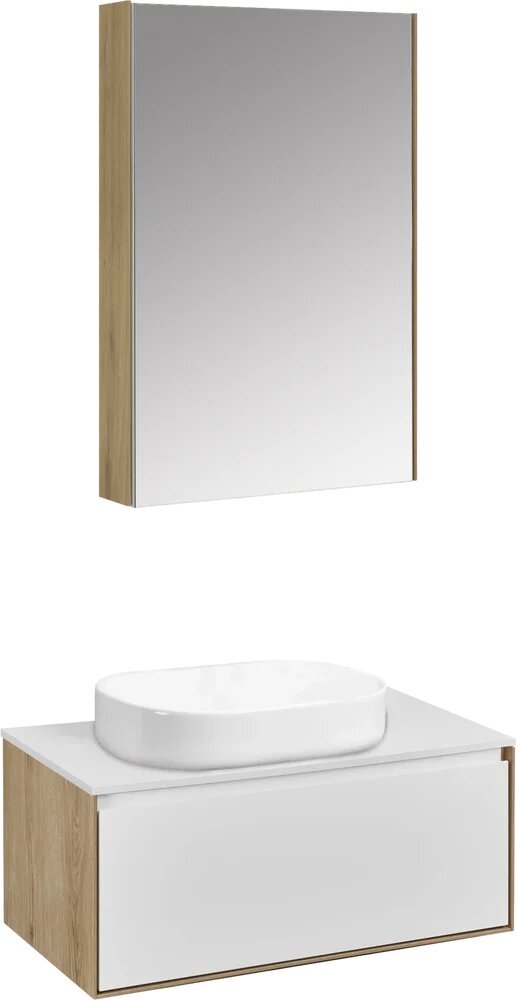 Мебель для ванной комнаты AQUATON Либерти 90 со столешницей белый глянец, раковина Лола 60