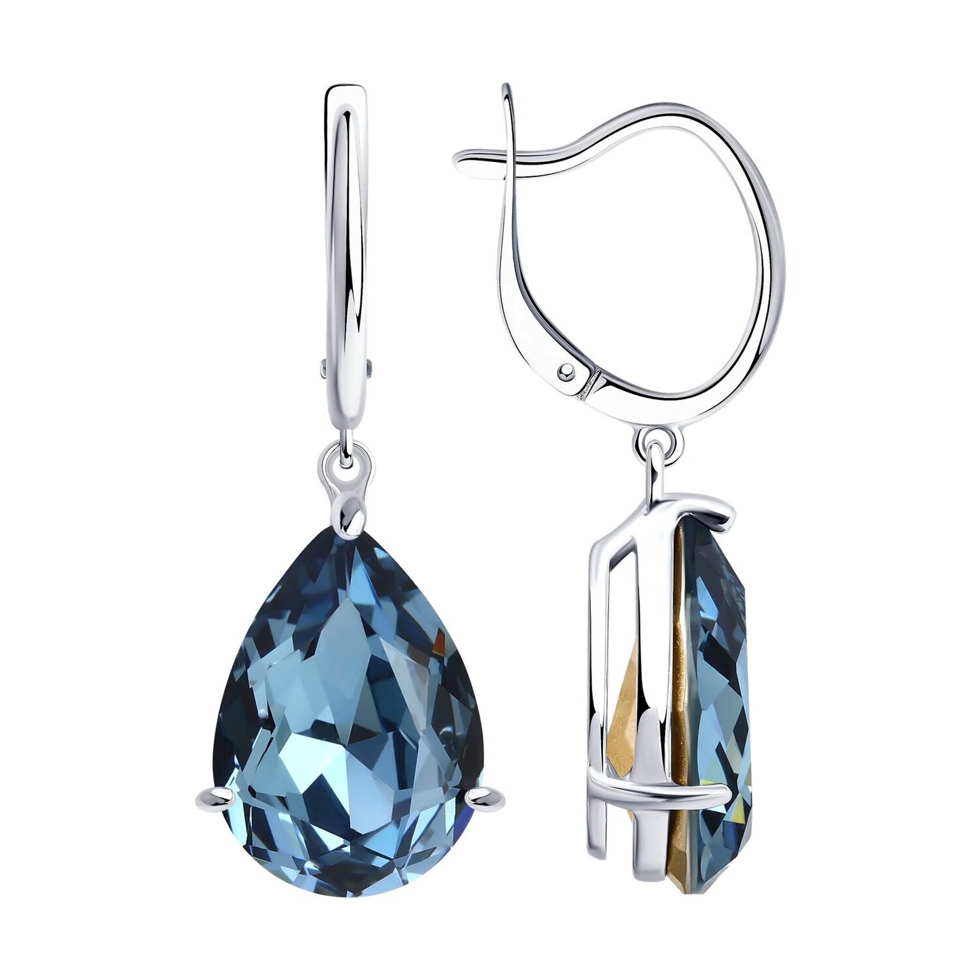 Серьги Diamant online, серебро, 925 проба, родирование, кристалл