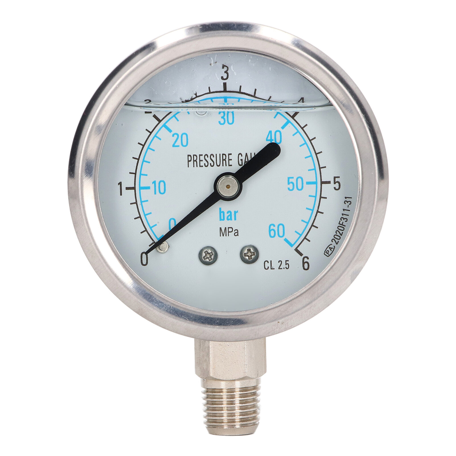 Виброустойчивый манометр 1/4" NPT, 0-6МПа