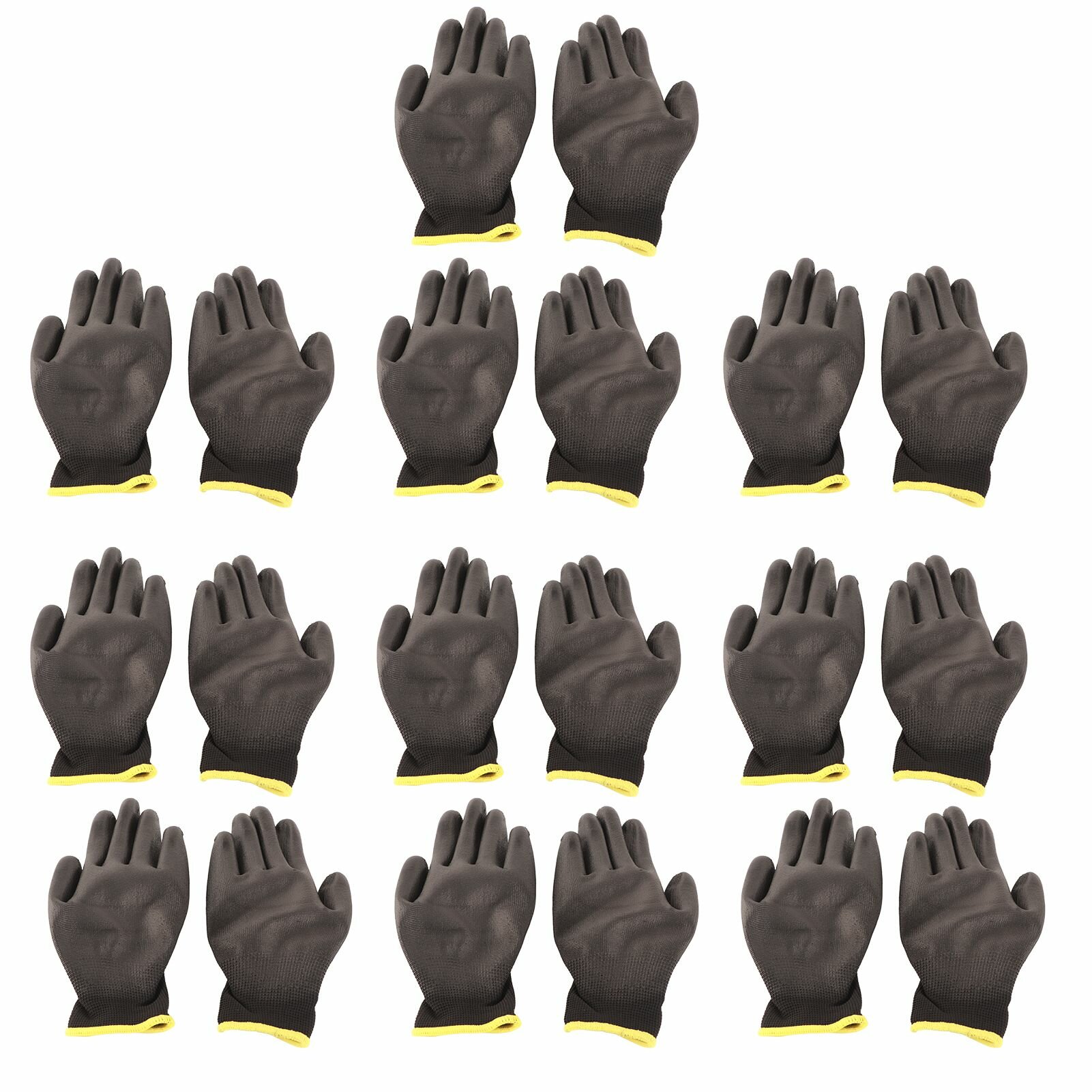 10 пар защитных рабочих перчаток с полиуретановым покрытием, антистатические, нейлоновые, общего назначения, черные с красной окантовкой, размер 8 M, средние, прочные, защитные