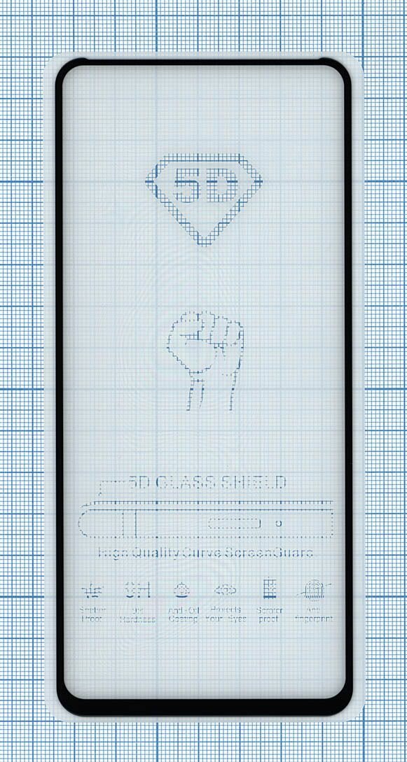 Защитное стекло 'Полное покрытие' для Xiaomi Redmi Note 9 Pro черное