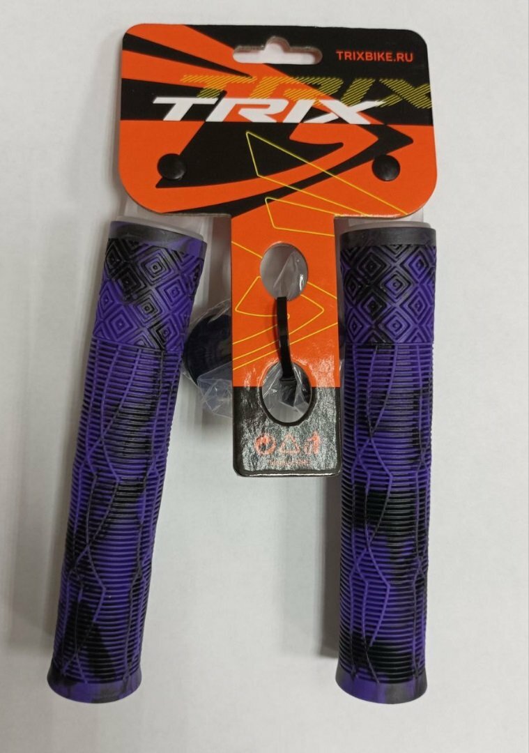 Грипсы TRIX, для BMX, резиновые, 166мм, противоскользящие, двухцветная комбинация, черно-сиреневый