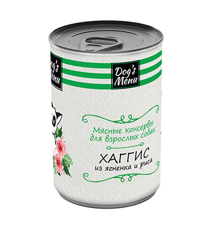 Консервы Догс Меню для взрослых собак Хаггис из ягненка и риса (цена за упаковку) 340г х 12шт