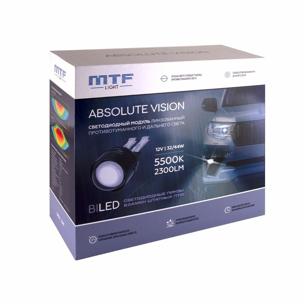 Светодиодные ПТФ линзы MTF Light ABSOLUTE VISION для TOYOTA (select models) 12V, 5500K противотуманный/дальний свет