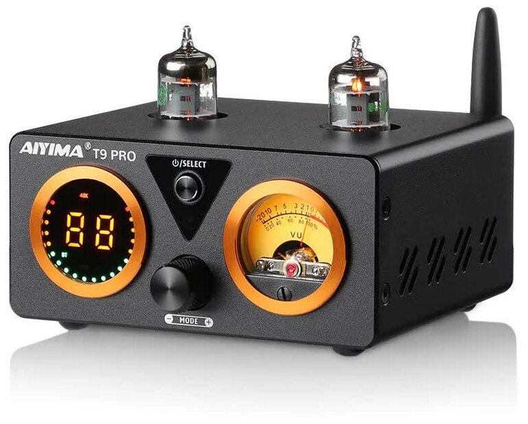 Усилитель мощности Aiyima T9 PRO, Bluetooth, 100Вт, ламповый, чёрный