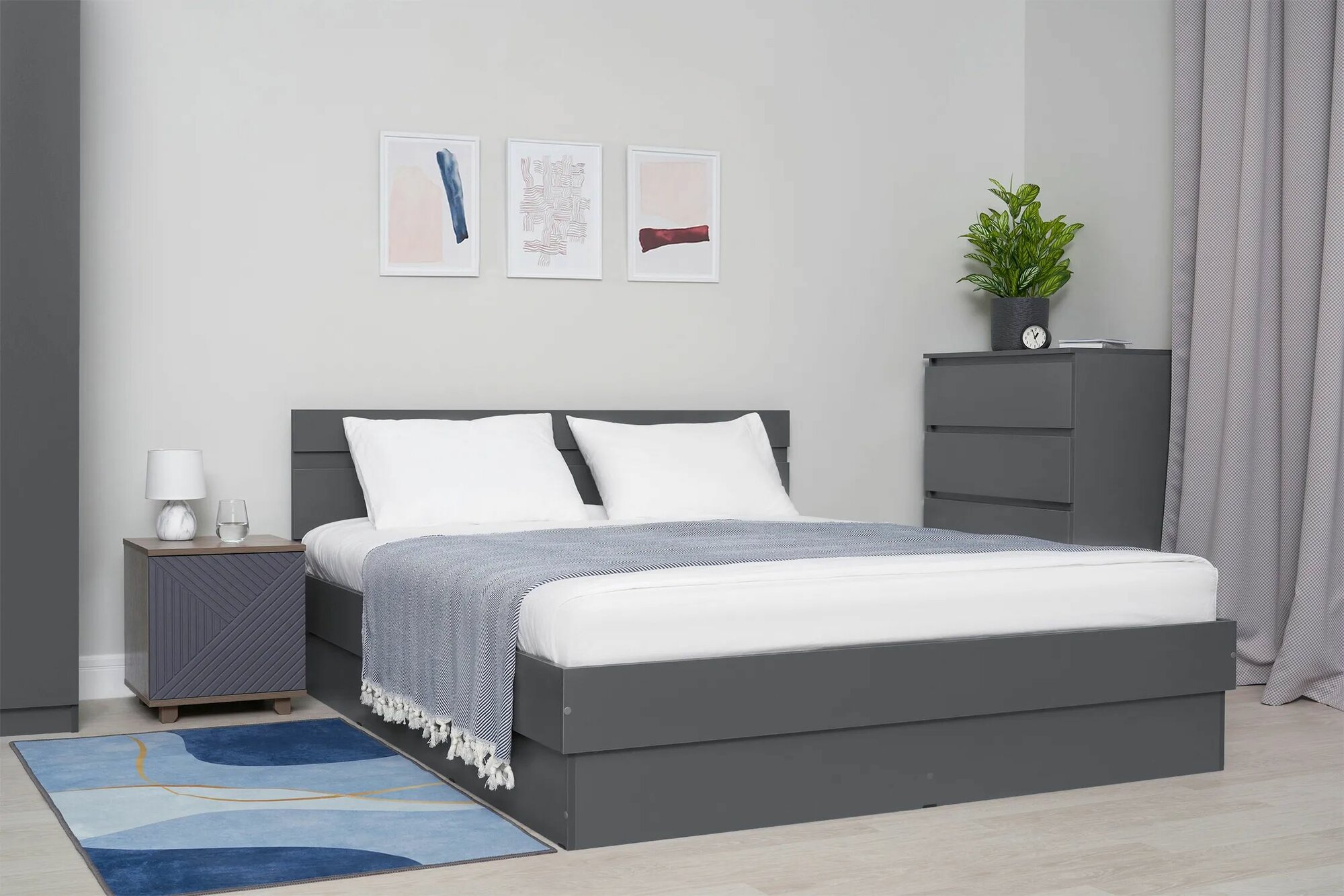 Челси Кровать 1,6м (Графит, графит)