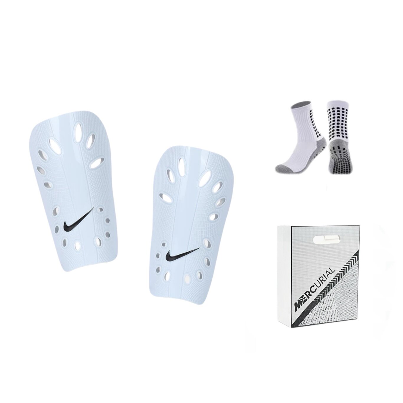 Щитки для футбола унисекс Nike из винила ацетата/полиэтилена, M EU, белые, с сумкой для покупок и г袜