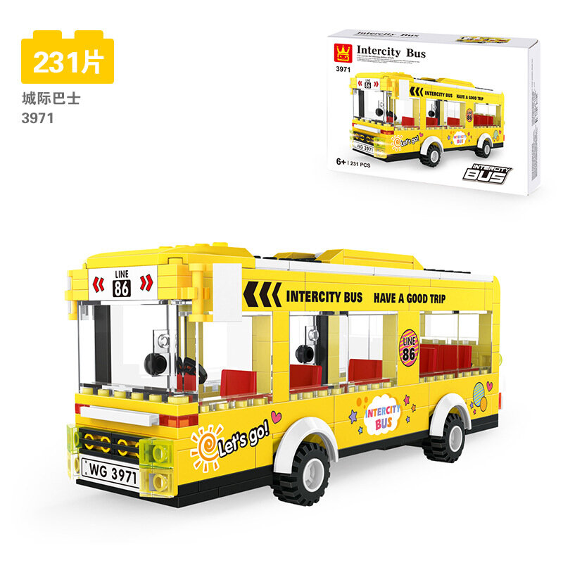 Конструктор из блоков для сборки автобусов, школьных автобусов, грузовиков и грузовых фургонов.