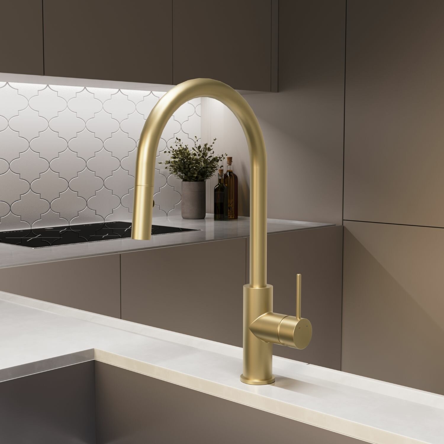 Смеситель для кухни Vincea Сити (City) VKF-2C1BG, брашированное золото