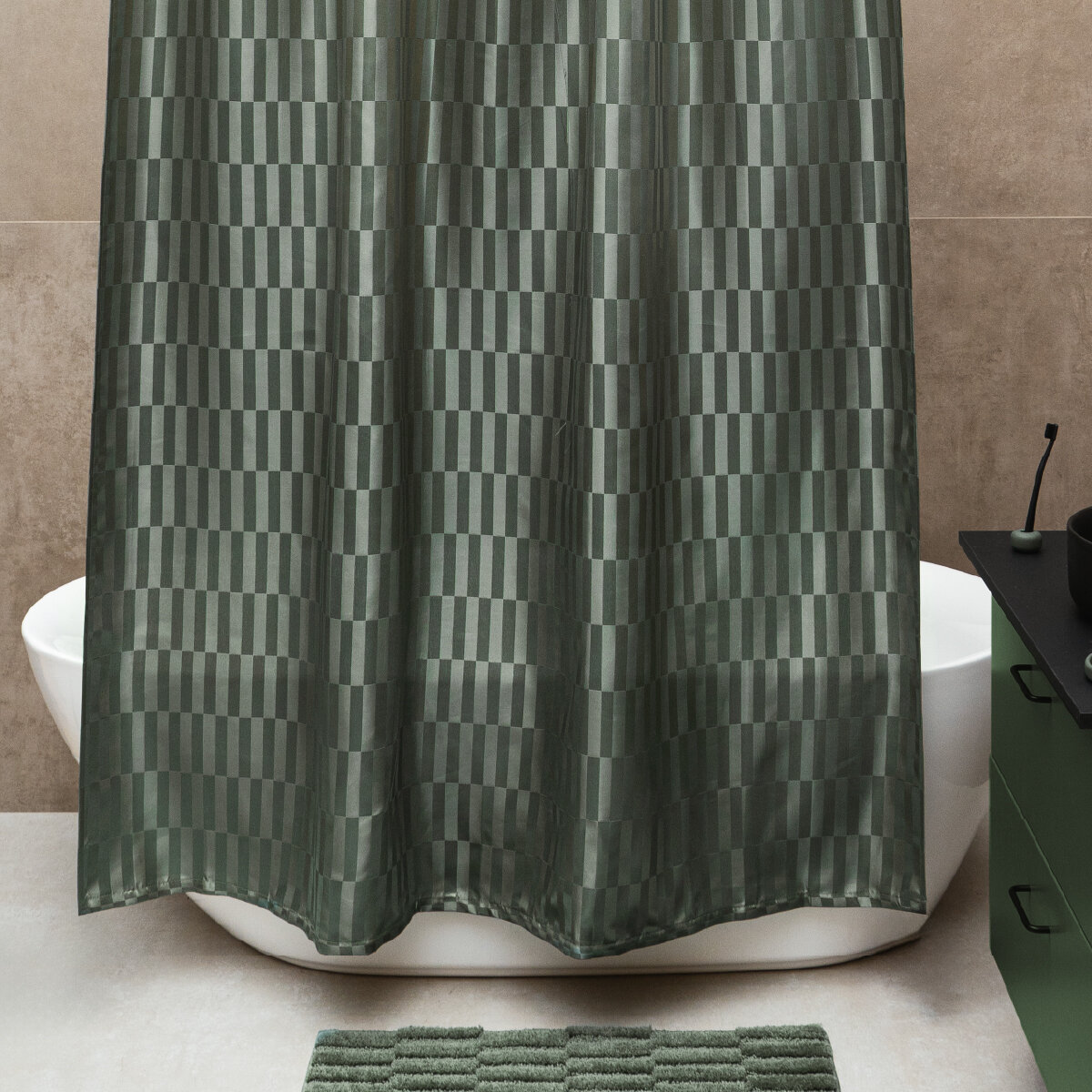 Штора для ванной комнаты тканевая 180 х 200 см Terapy зеленая