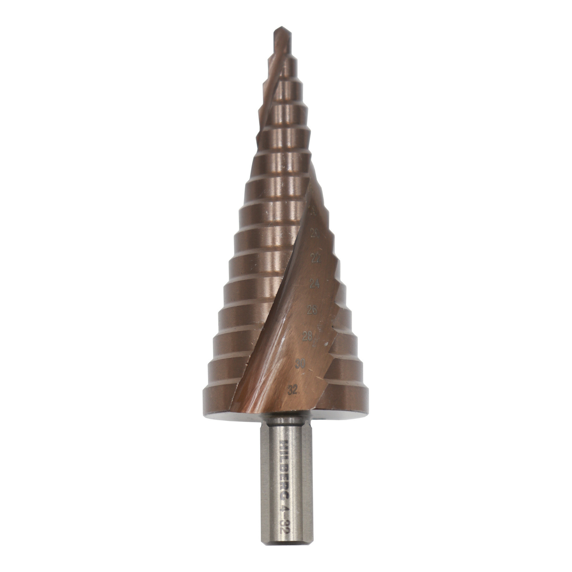 Сверло ступенчатое по металлу 4-32мм (15ступ) Hilberg (Р6М5) HSS-COBALT, ST0432