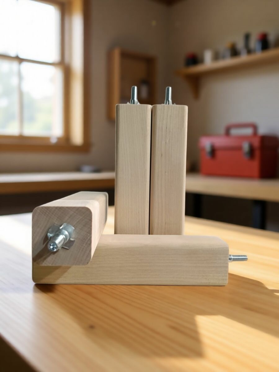 Ножка для мебели 4 шт. Высота 20 см. Берёза. Шлифованные. Крепеж (шпилька М8)