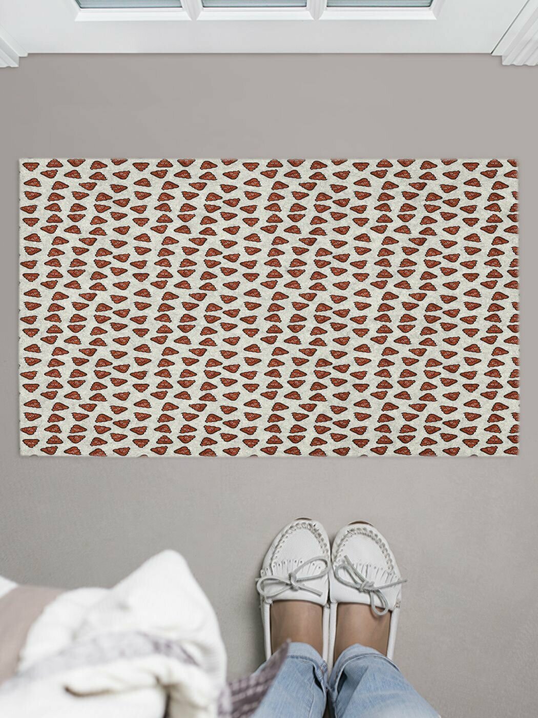 Коврик придверный в прихожую с принтом "Радостные смайлы" 45 на 75 см , JoyArty