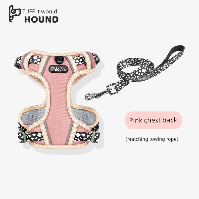 TuffHound Розовый ошейник для собак с поводком размер XL Охват груди 73-105 см Подходит для собак 22.5-45кг