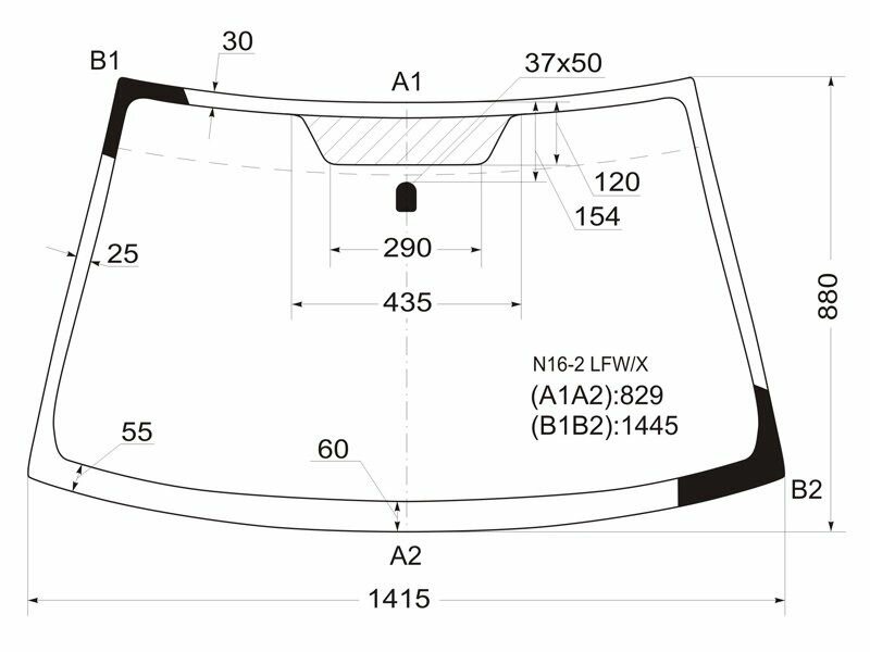Стекло лобовое Nissan Almera 00-06 / Bluebird Sylphy 00-05 XYG арт. N16-2 LFW/X