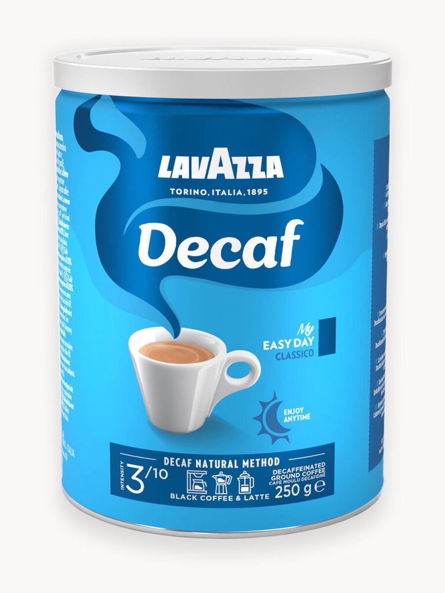 Кофе молотый Lavazza "Caffe Decaffeinato", без кофеина, арабика/робуста, банка, 250 г