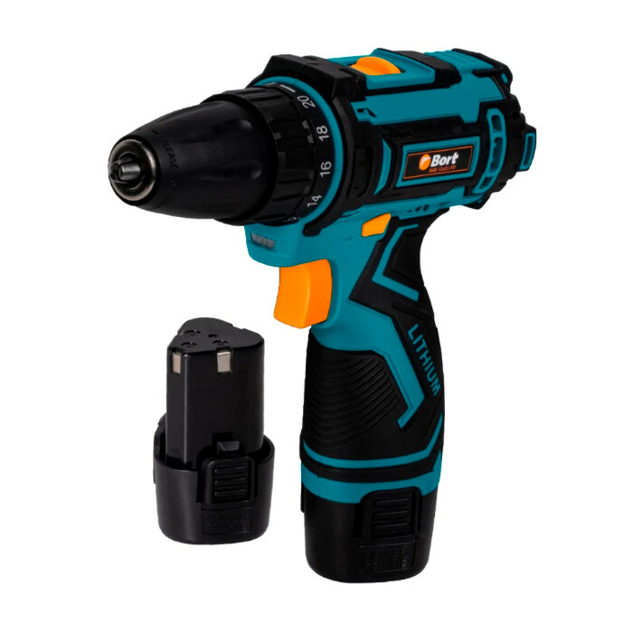 Дрель-шуруповерт аккумуляторная Bort BAB-12x2Li-FD 2x1.5 Ач