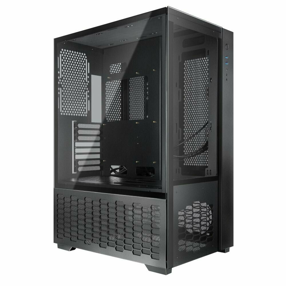 Корпус Raijintek PAEAN PREMIUM, алюминиевый, черный, ATX, 2 вентилятора 140х140мм