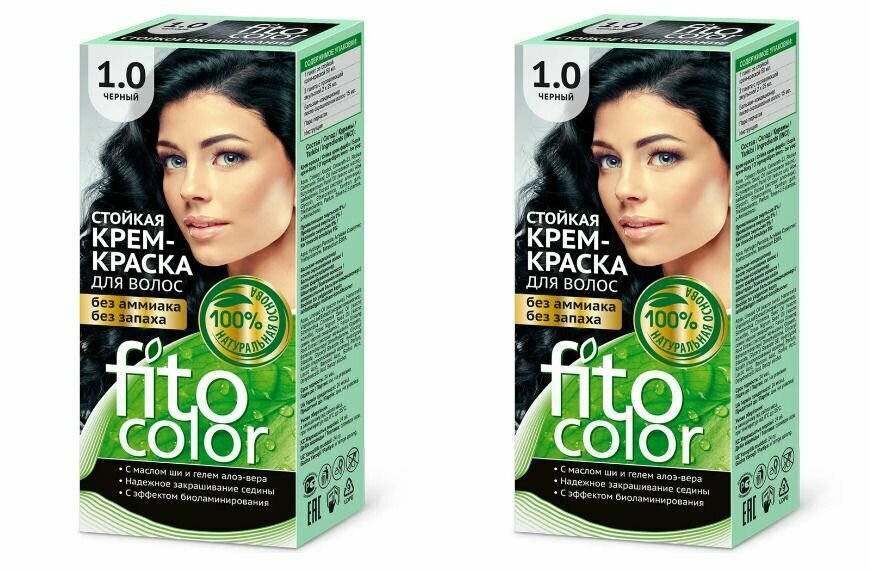 Fito Косметик Стойкая крем-краска для волос Черный 115 мл 2 шт