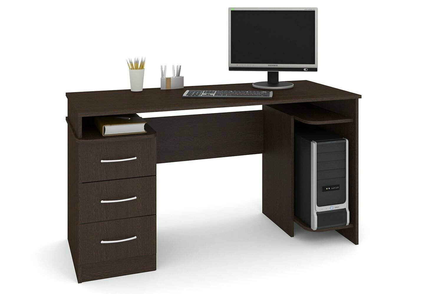 Стол компьютерный МногоМеб СП-15 ЛДСП венге цаво, ящики слева