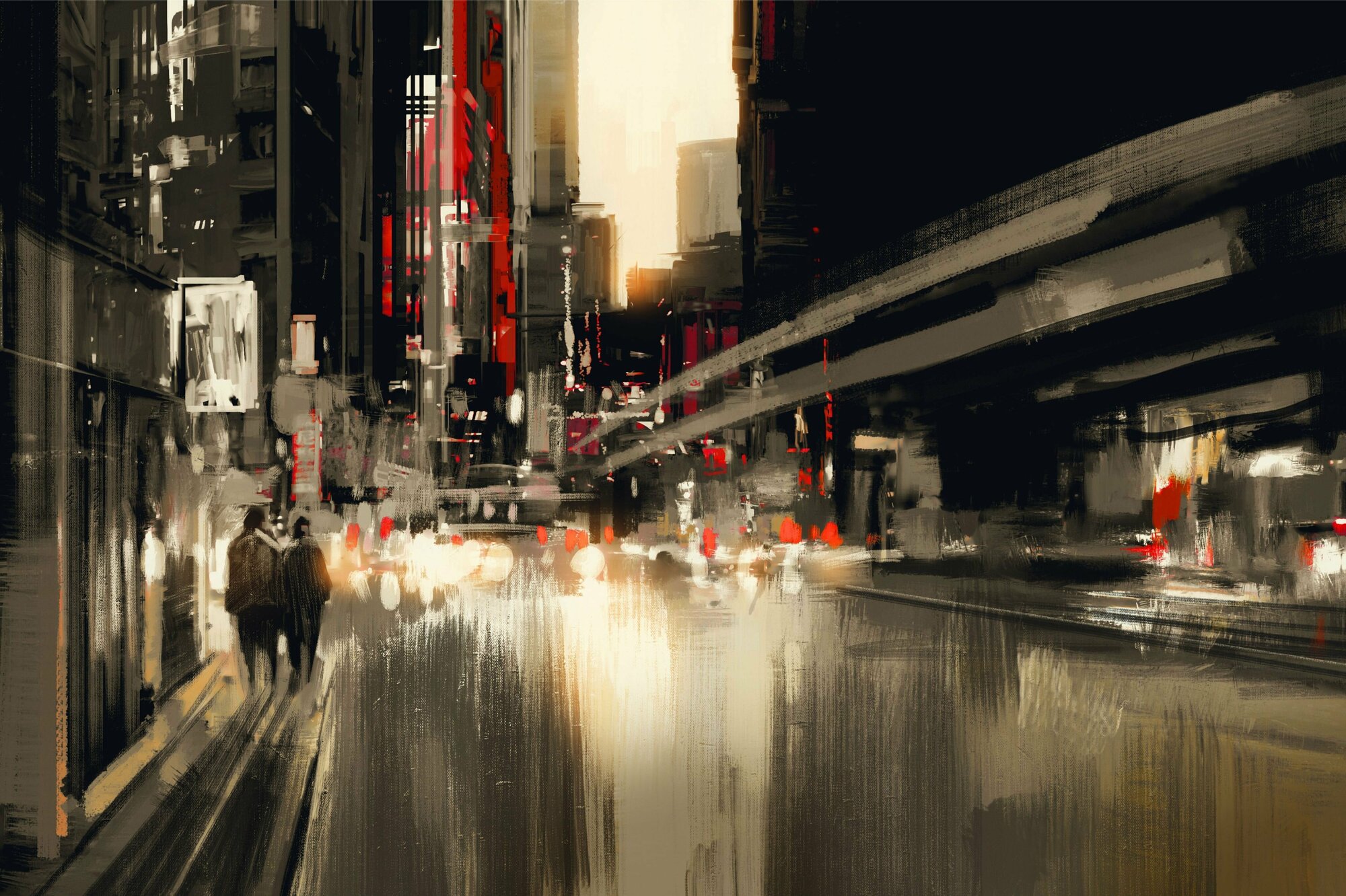 Картина на холсте 60х40см "Ночной город"