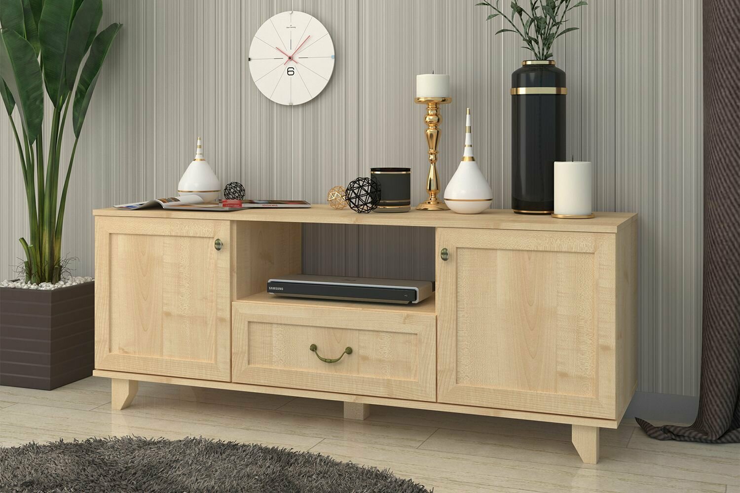 Комод Ренди 18М 150х40х60 клен танзау, рамка квадро МДФ, ножка №3