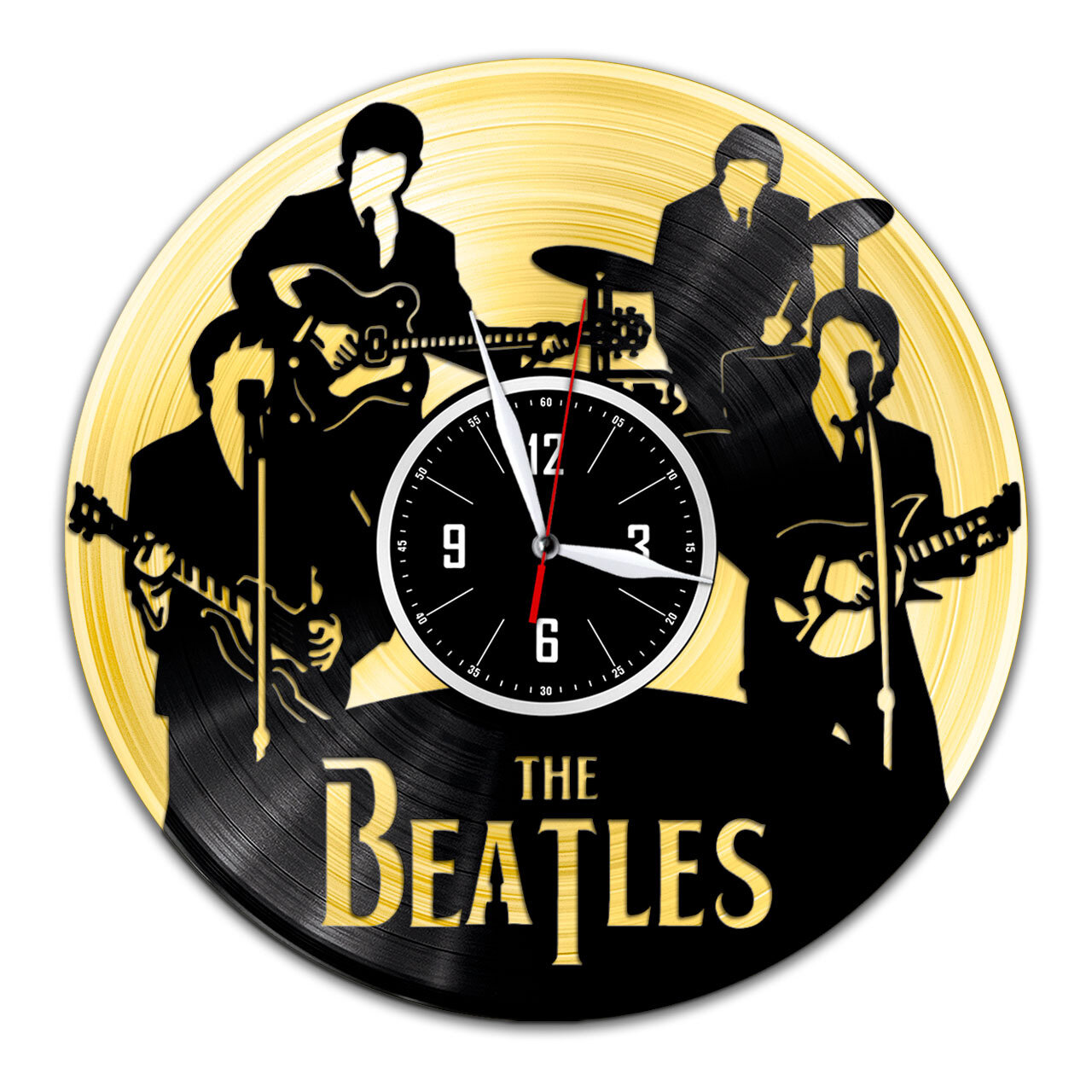 The Beatles - настенные часы из виниловой пластинки (с золотой подложкой)