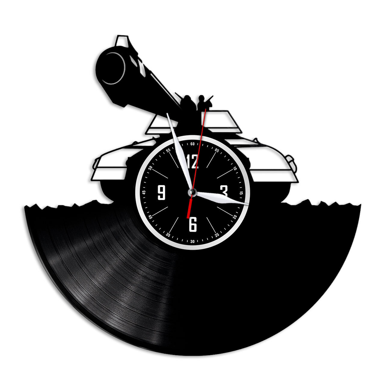 Танк - настенные часы из виниловой пластинки