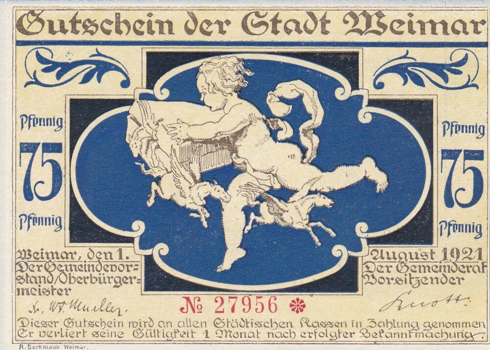 Германия (Веймарская Республика) Веймар 75 пфеннигов 1921 г. (№2) (2)