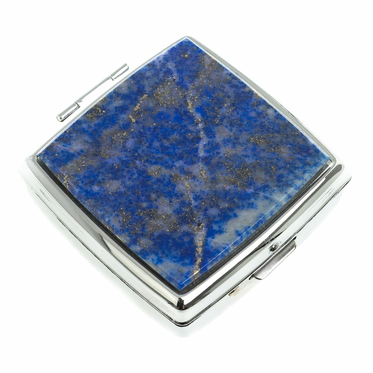 Таблетница на 2 отсека лазурит афганский цвет серебро 123358